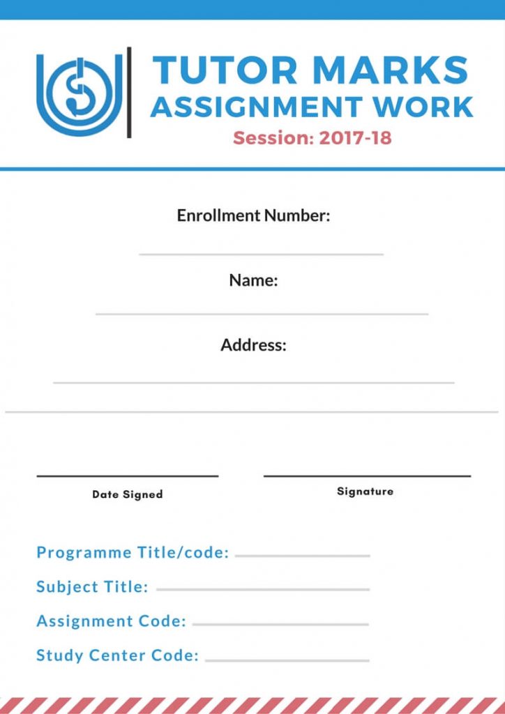 IGNOU Assignment Front Page Format